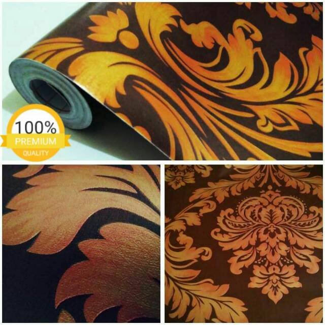 Jual Grosir Murah Wallpaper Stiker Dinding Coklat Motif Batik Bagus