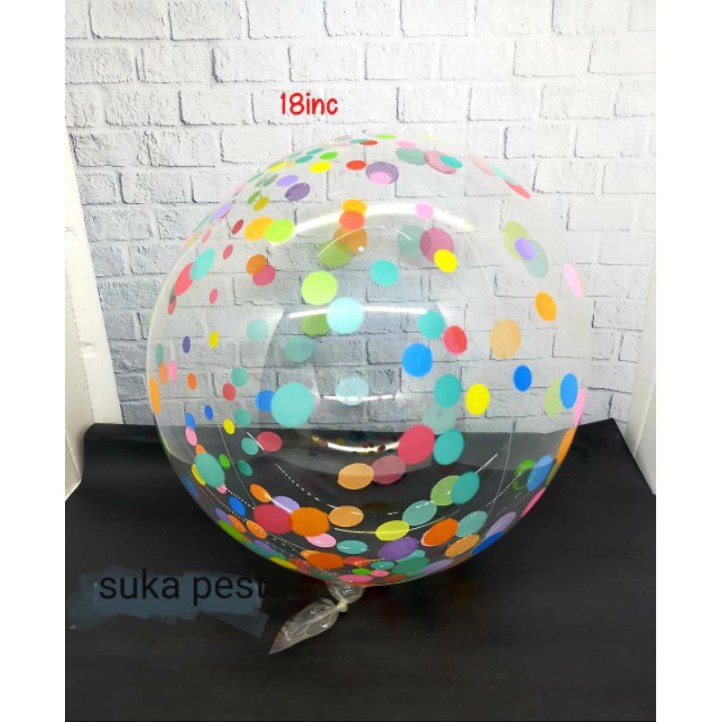 Jual BALON PVC BOBO 18 INCH TRANSPARAN MOTIF POLKADOT / BALON BOBO 18 ...