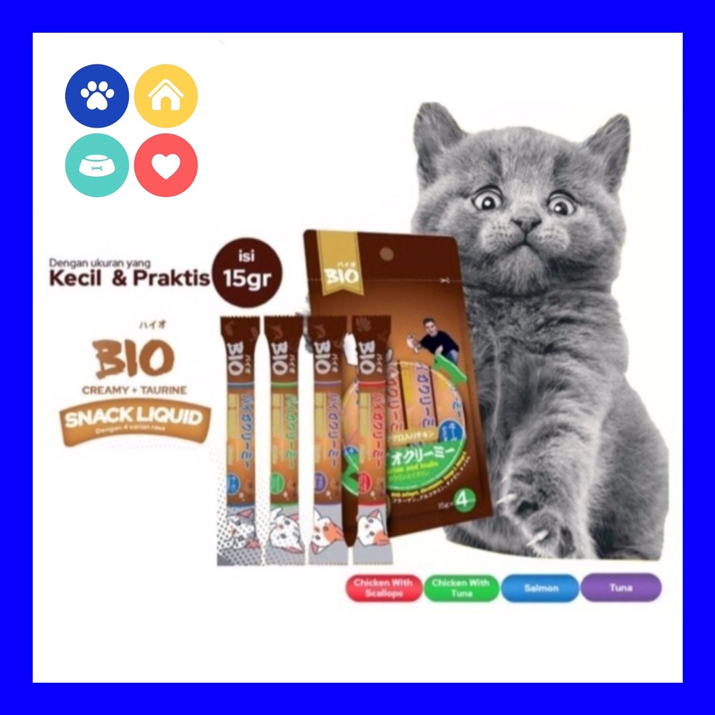 Jual Makanan cemilan kucing BIO CREAMY bio LIQUID cat food Snack Treat ...