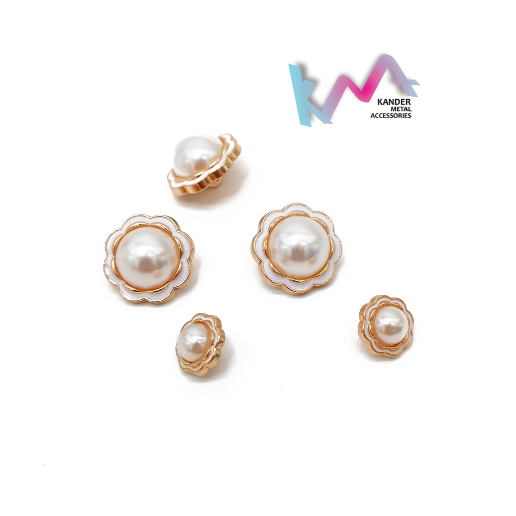 Jual KANDER Pearl Button Flower Gold Line Kancing Mutiara 102271 ...