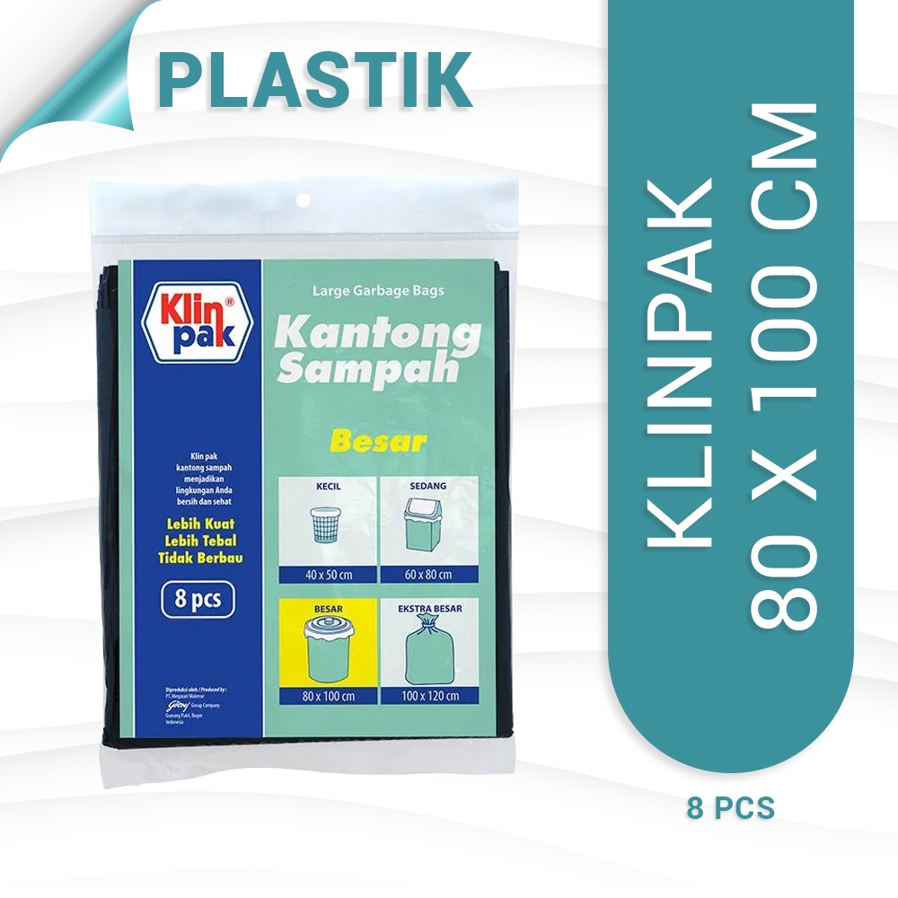 Jual Klinpak Kantong Sampah Besar 80cm x 100cm Isi 8 pcs | Shopee Indonesia