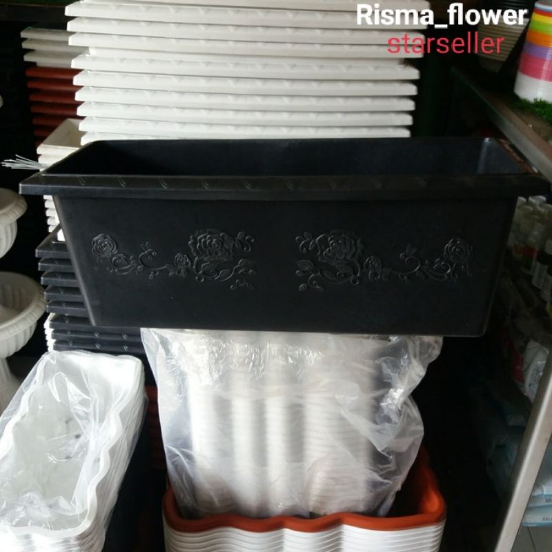 Jual POT PANJANG GSP 09 HITAM / POT PANJANG MOTIF TEBAL / POT TANAMAN ...