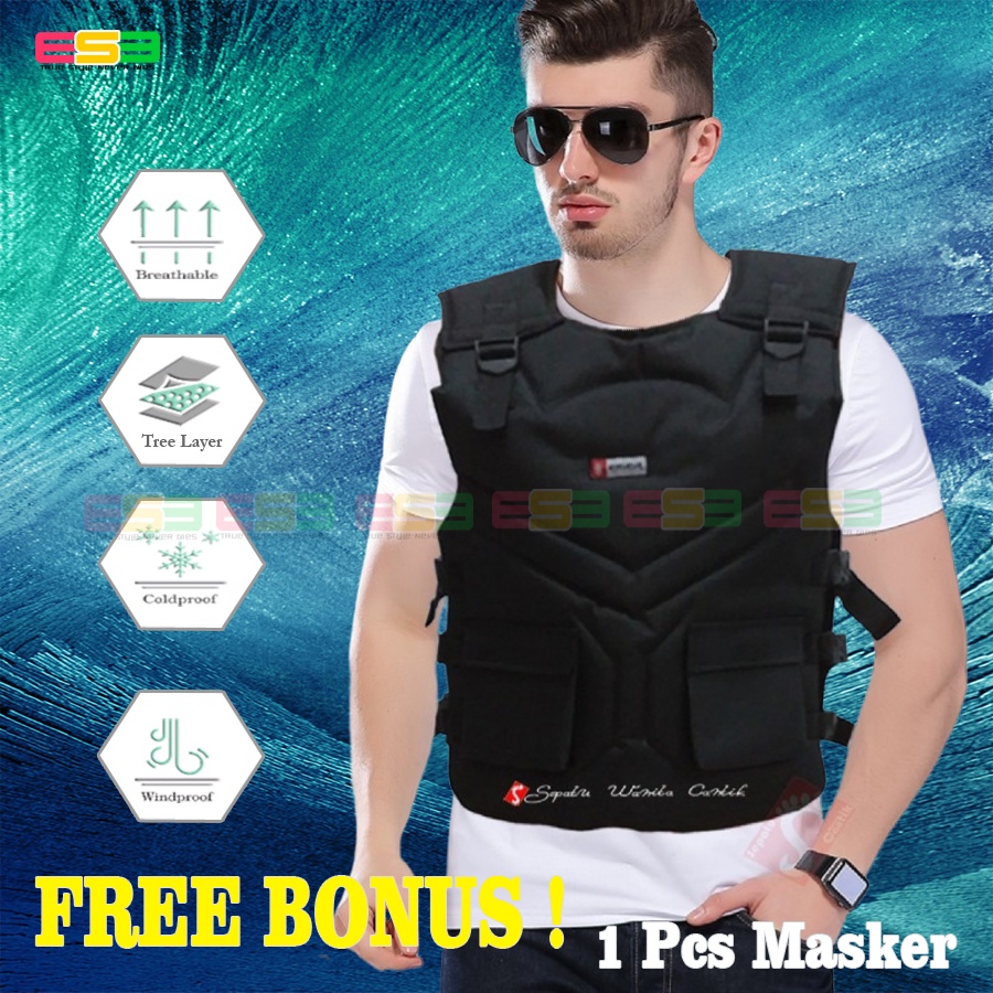 Jual Rompi Motor Anti Angin Hitam All Size Rompi Motor Pelindung Dada ...