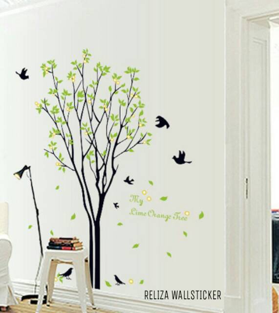 Jual RELIZA WALL STICKER POHON HIJAU RANTING BIRDS GREEN TREE AY9094 ...