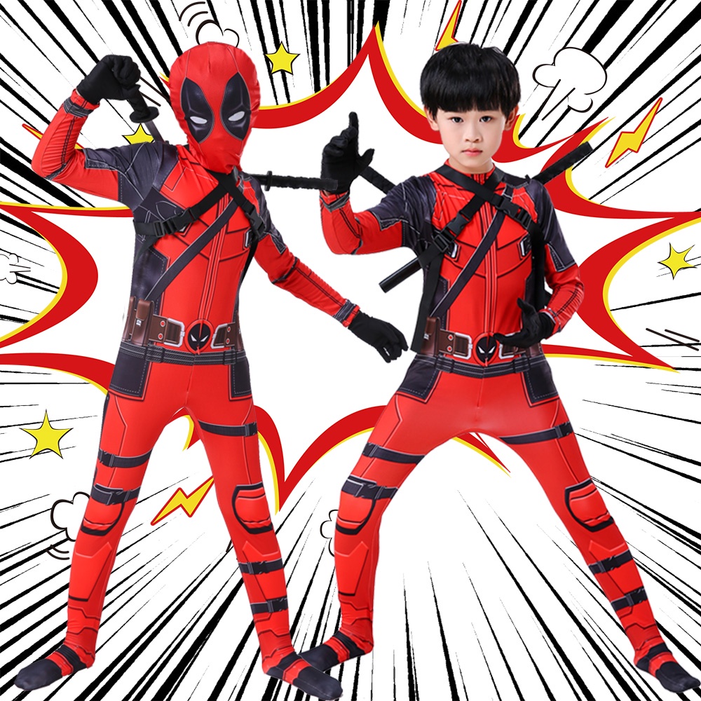 Jual Anak-anak Anak Laki-laki Kostum Deadpool dengan Tas Topeng ...