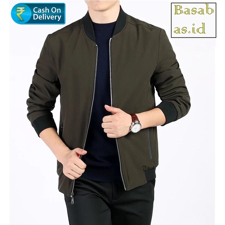 Jual Jaket Bomber Pria Jaket Premium Bomber Polos Waterproof Pria ...