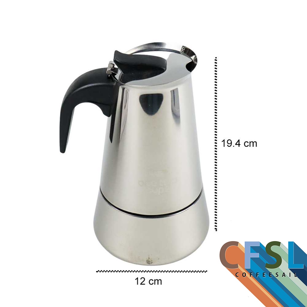 Jual MOKA POT STAINLESS ESPRESSO COFFEE MAKER STOVE TOP PERKOLATOR ALAT ...