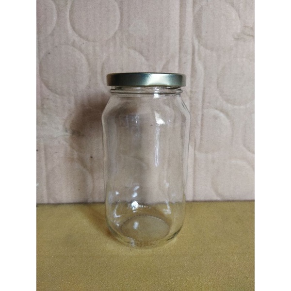 Jual TOPLES KACA 500ML POLOS Bulat, JAR KACA 500ML, Tutup Alumunium ...