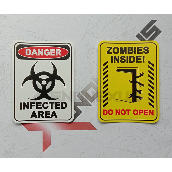Jual Stiker Sign Infected Area, Zombies Inside | Shopee Indonesia