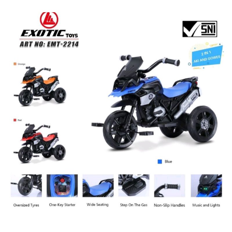 Jual sepeda aki roda 3 mainan anak motor aki murah gowes dan aki emt ...