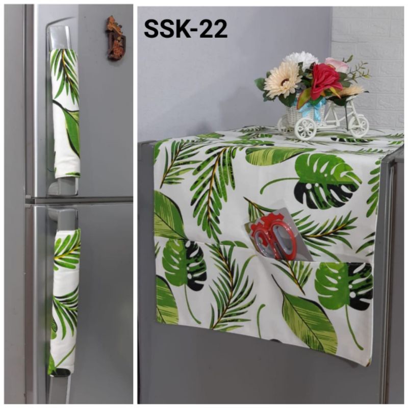 Jual Satu Set Taplak Kulkas, Tutup Kulkas Dua Pintu ( 1 pcs Taplak Kulkas 45×120 cm + 2 Sarung ...