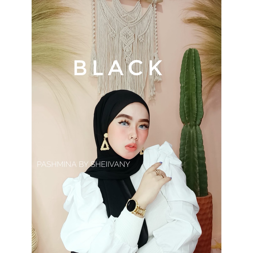 Jual fasslariss Pashmina super panjang baby doll hitam | Shopee Indonesia