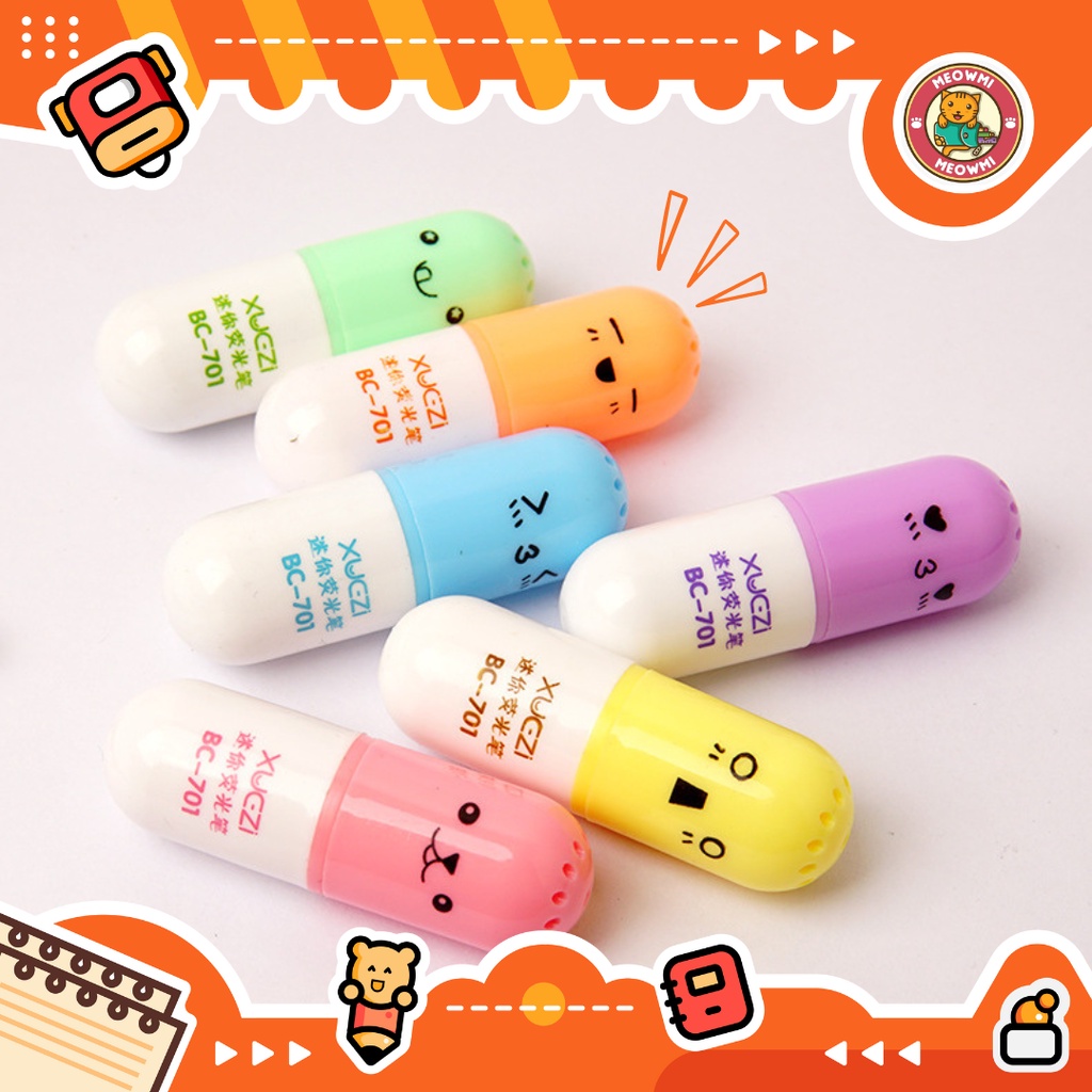 Jual Spidol Highlighter Marker Pen Kapsul Unik Set 6pcs HGL0009 ...