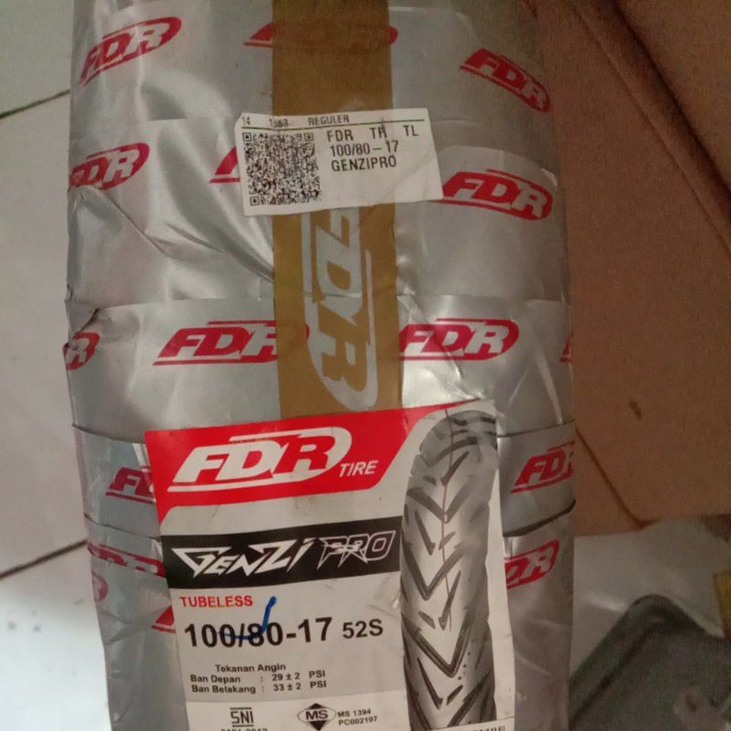 Jual BAN LUAR TUBLES FDR GENZI PRO RING 17 UKURAN 100/80 -17 - BAN MOTOR SPORT BEBEK 100 80 17 ...