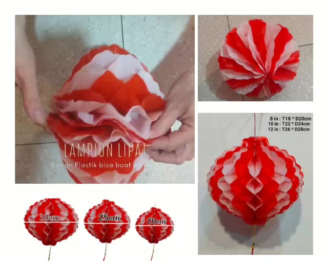 Jual Lampion merah putih PVC lampion lipat merah putih | Shopee Indonesia