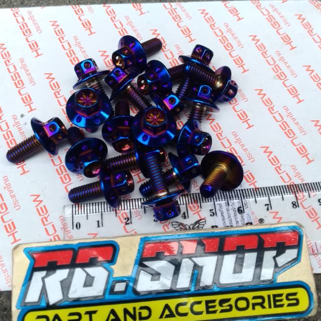 Jual baut probolt big head blue flower M6x15 6x15 drat 10 panjang 15mm/1,5cm harga satuan heng ...