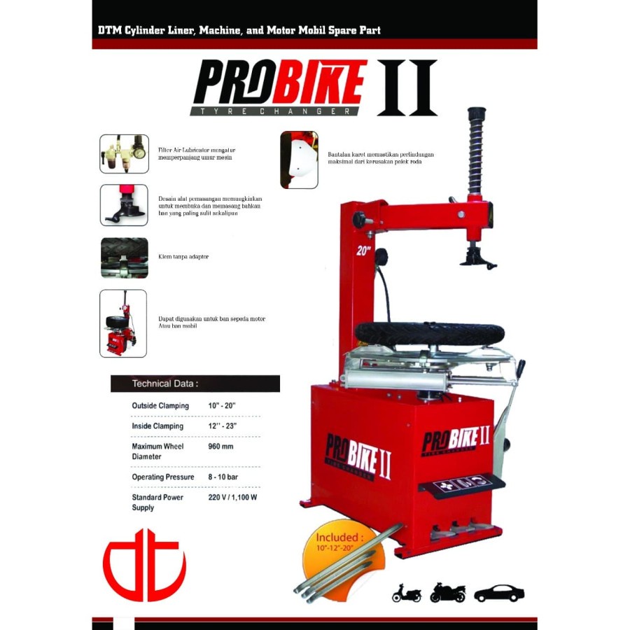 Jual Mesin Buka Ban sampai ring 23 PROBIKE II Tire Changer Machine ...