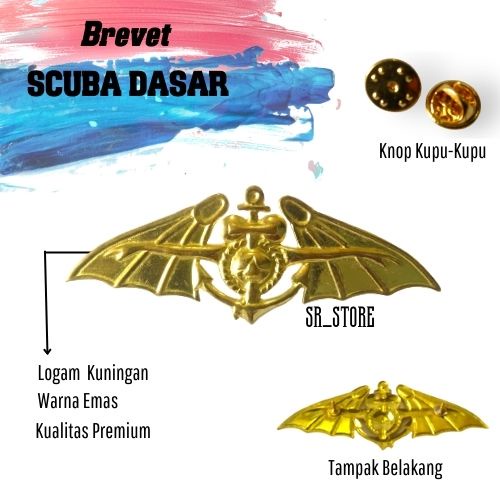 Jual Brevet Brivet Pin Wing Lencana Scuba Diver A1/A2 Scuba Mika Merah ...
