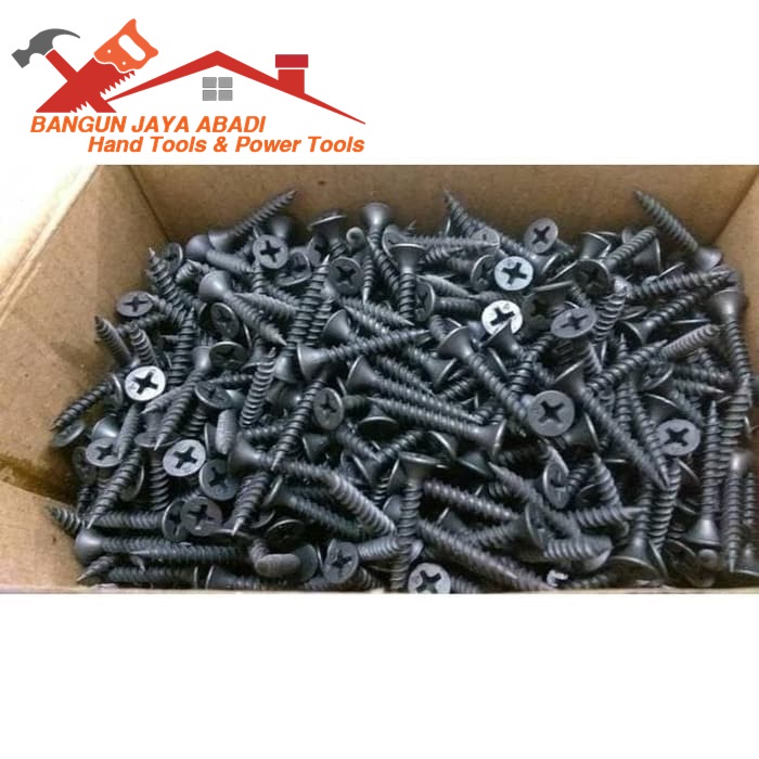 Jual SEKRUP GYPSUM 6X1 ( 2 CM ) / SKRUP GIBSUN HITAM / DRYWALL SCREWS ...