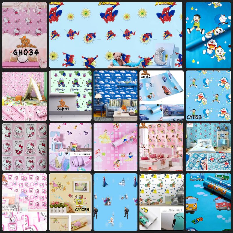 Jual elhammas_store - Wallpaper Sticker Motif Karakter | 7mx45cm | DORAEMON, HELLO KITTY, FROZEN ...