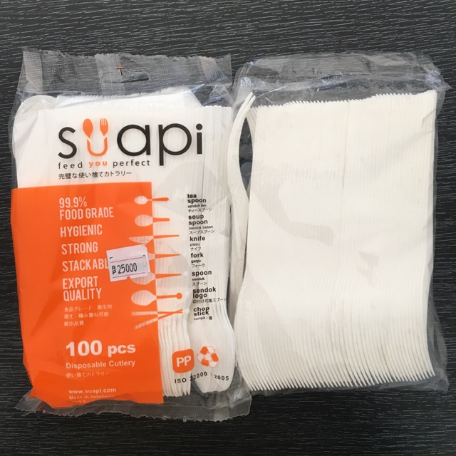 Jual Sendok / Garpu Suapi Putih Susu (isi 100) | Shopee Indonesia