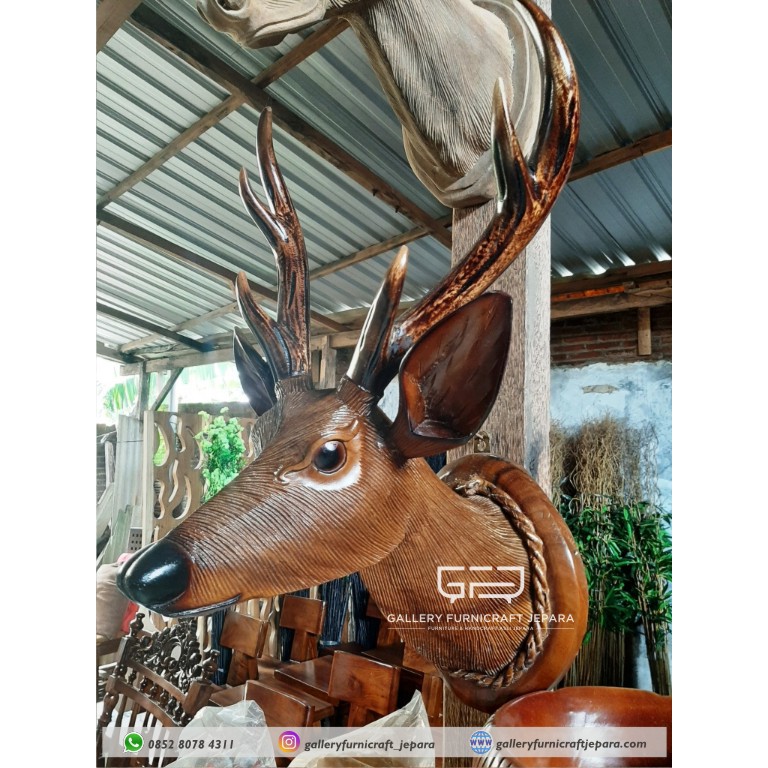 Jual Dekorasi Dinding Kepala Rusa Kayu Trembesi | Shopee Indonesia