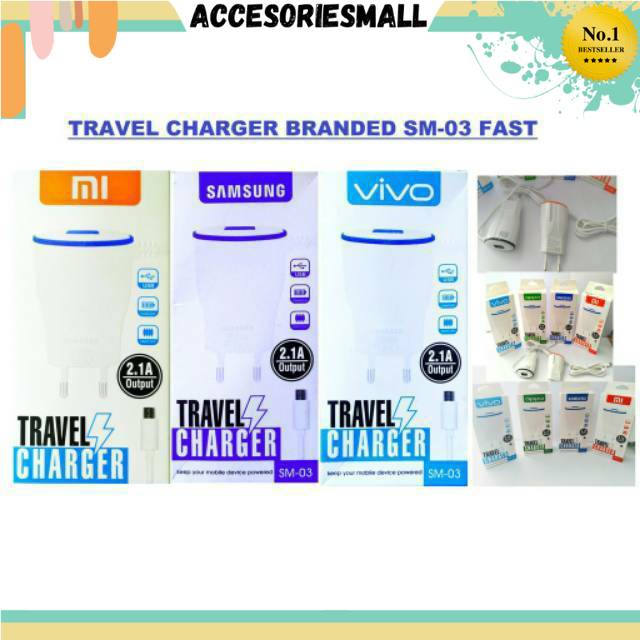 Jual Charger 2,1A USB + Kabel Fast Charging Nyala LED Kualitas Original Branded SM03 | Shopee ...