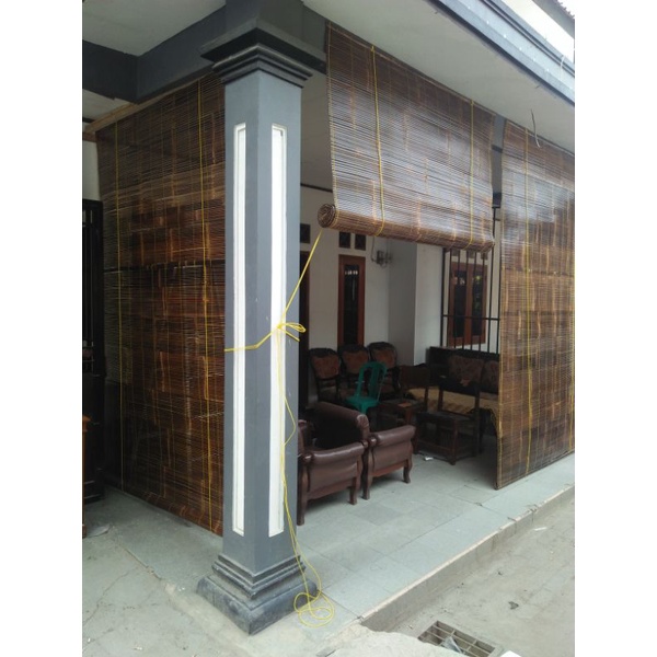 Jual KREY BAMBU HITAM KULIT ASLI, INDOOR OUTDOOR PULL VERNIS ,,L 2 M x ...