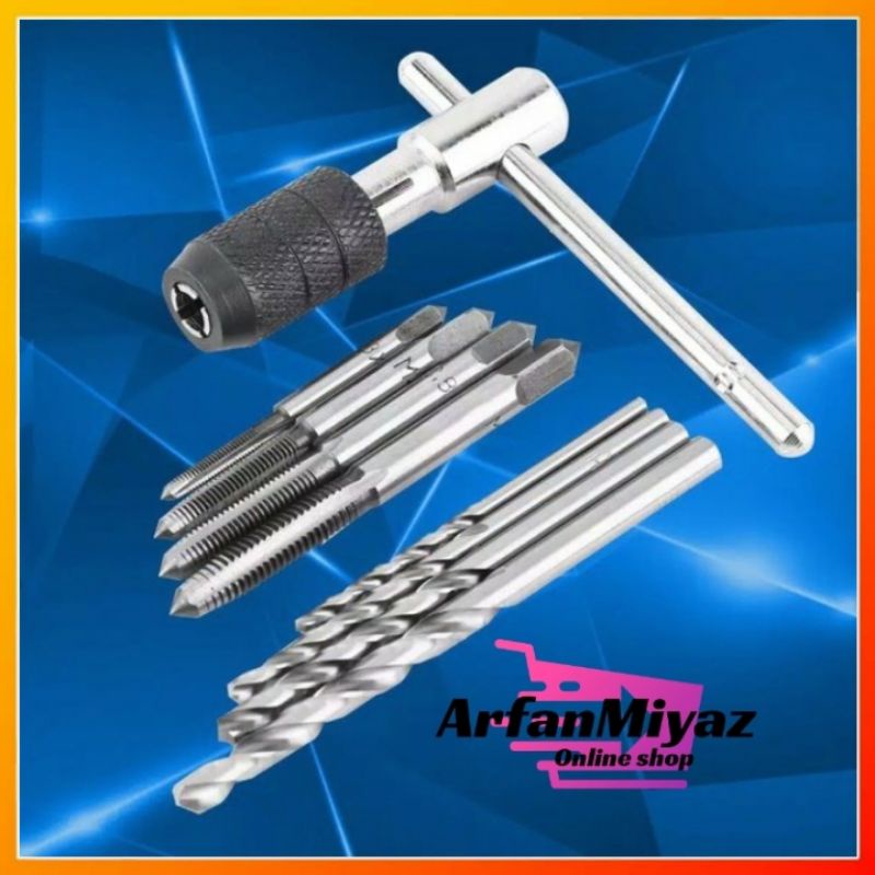 Jual Hand Tap Set 9pcs M3-M6 Alat Pembuat Drat dan Bor I Hand Tap ...