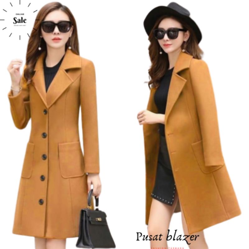 Jual LONG COAT WANITA/ LONG BLAZER COAT/ POCKET LONG COAT/BLAZER ...