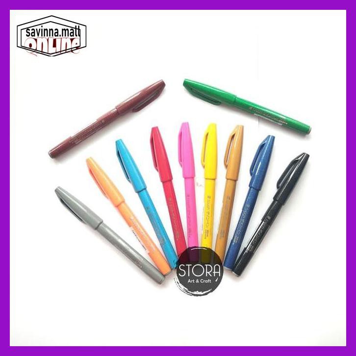 Jual U0Uo879- Pentel Touch Brush Sign Pen Colouring Kuas Spidol ...