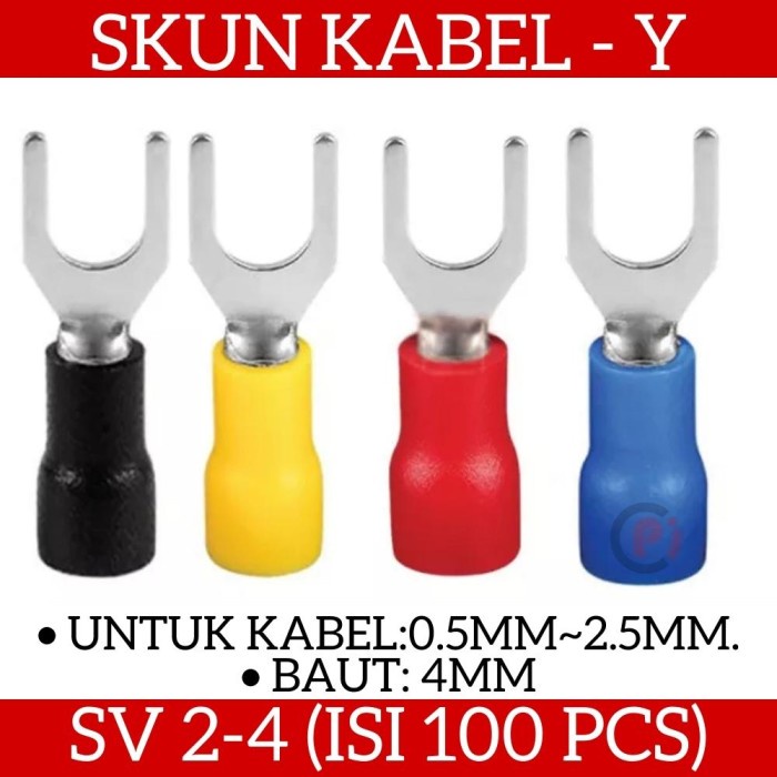 Jual Isi 100 Pcs Skun Y Untuk Kabel 2.5mm Terminal Tipe SV 2 - 4 / SV2-4 | Shopee Indonesia