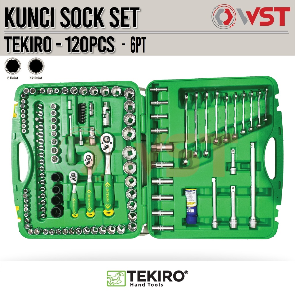 Jual Tekiro Kunci Sock Set 120pcs 1/4" 3/8" 1/2" 6PT - Sok Set 120 PCS | Shopee Indonesia