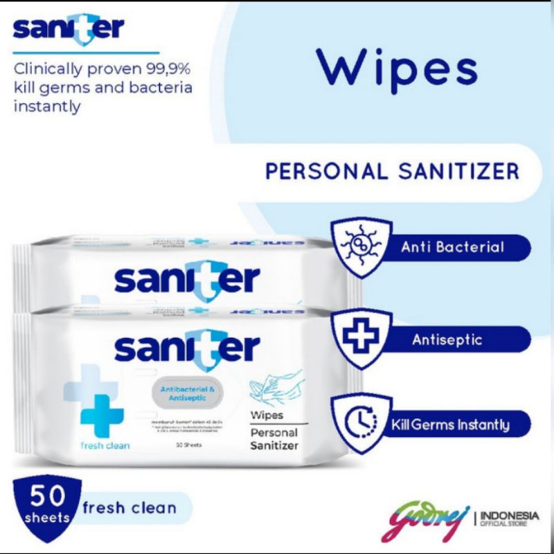 Jual TISSUE BASAH SANITER 50 LEMBAR / SANITER WET WIPES 50 | Shopee ...