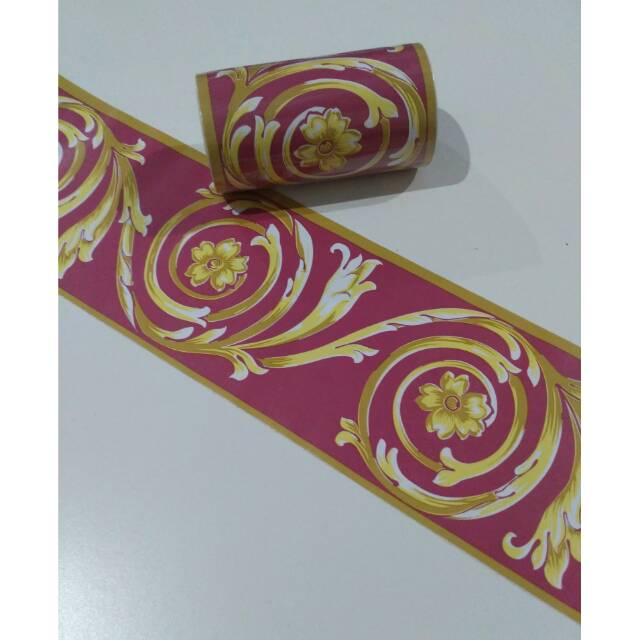 Jual Wallpaper list Border UK 10 cm x 10 meter. Motif bunga gold klasik ...
