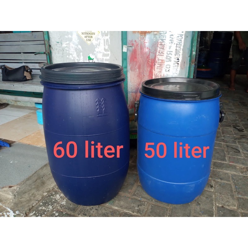 Jual tong tempat sampah / gentong air dan drum/tong biru 60 liter 50 ...