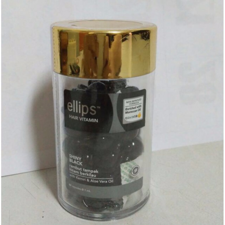 Jual Ellips Hair Vitamin (Moroccan Oil) - Shiny Black | Shopee Indonesia