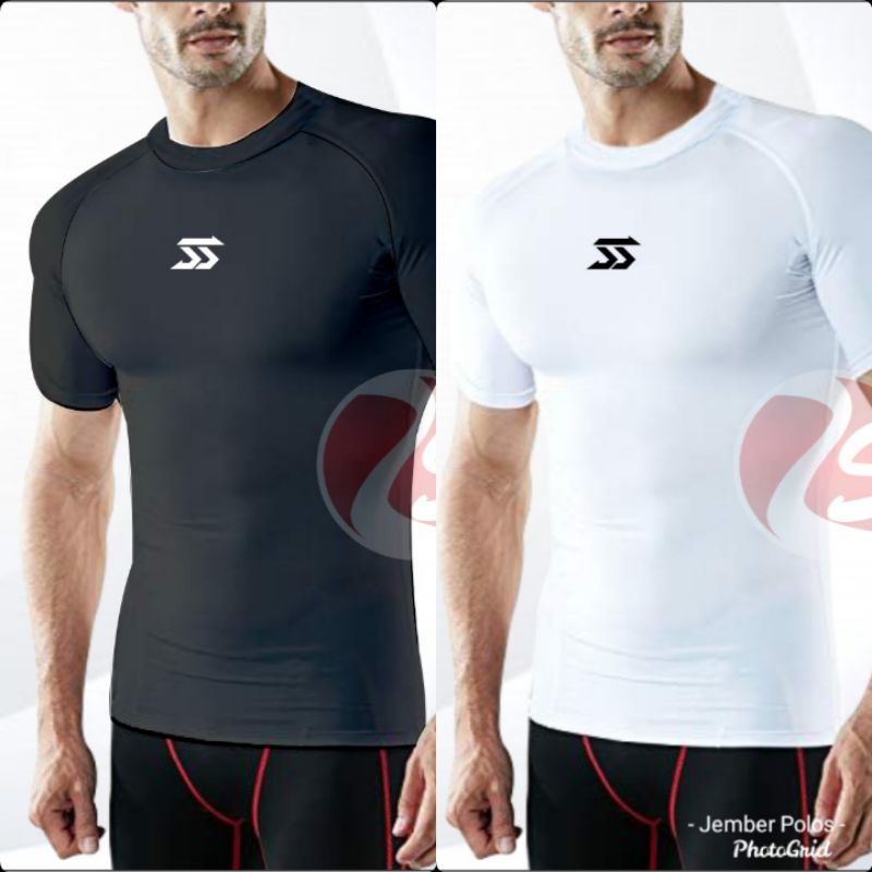 Jual Base layer short sleeve manset pendek putih hitam logo ss kaos ...