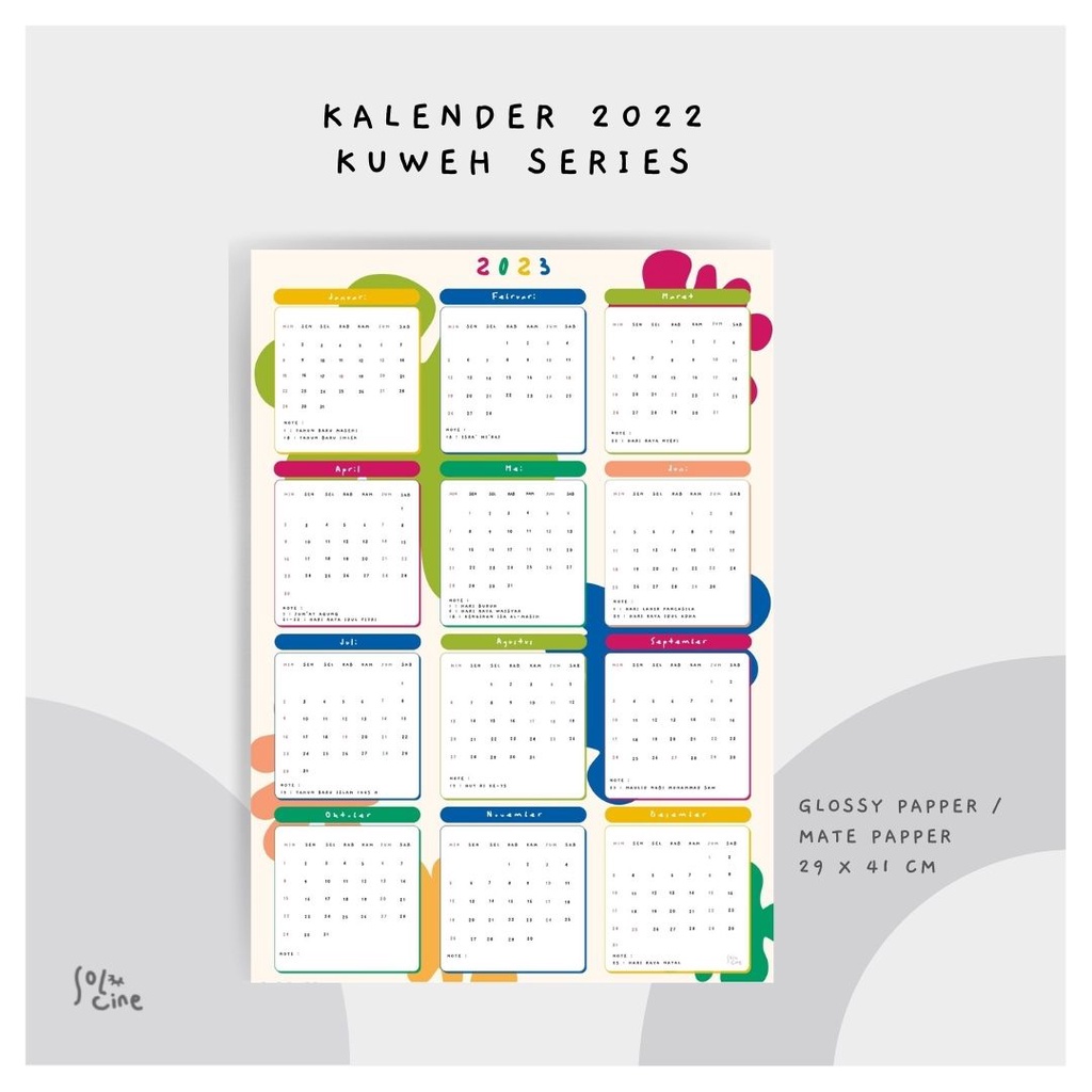 Jual Kalender 2024 Solucine - Kalender Aesthetic / Kalender dinding ...