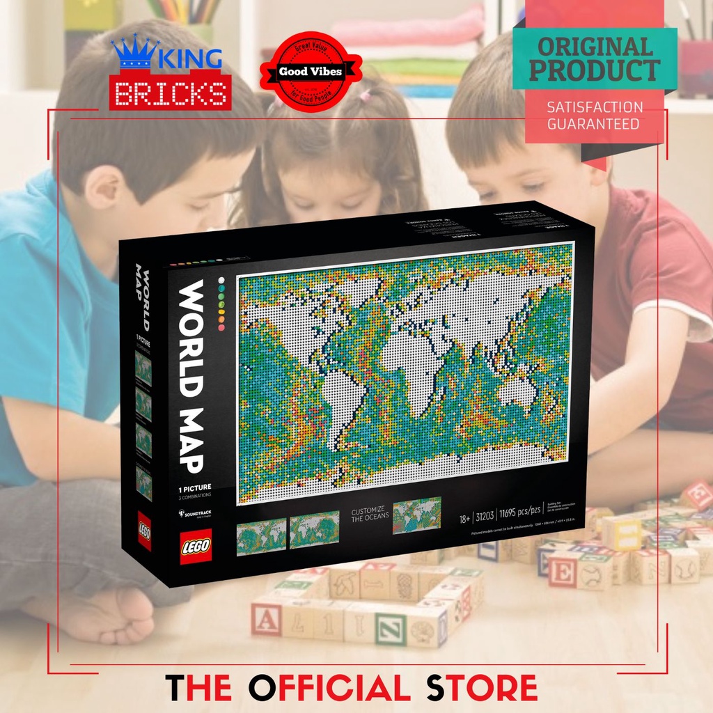 Jual LEGO Original ART 31203 World Map - Mainan Koleksi Seni Mosaic ...