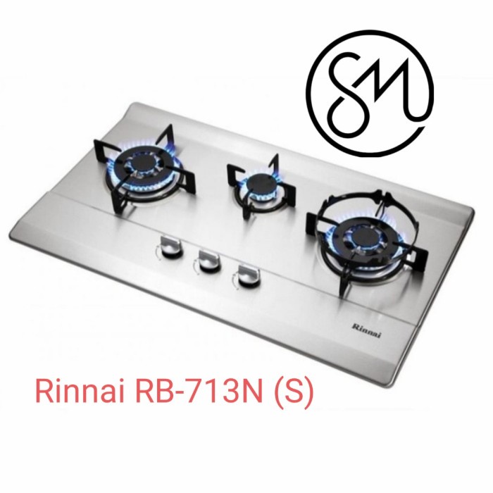 Jual Kompor Gas Tanam 3 tungku Rinnai RB-713N (S) Stainless | Shopee Indonesia