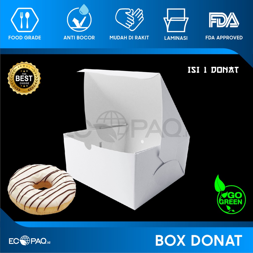 Jual Box Donat - Kotak Donat - Dus Donat Donut - PUTIH- Isi 1 (100 pcs ...