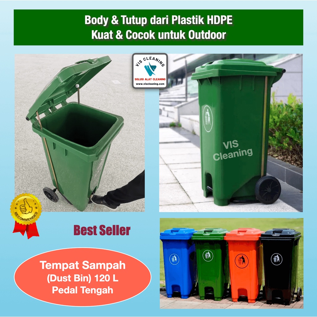 Jual Dustbin 120 L Pedal / Tempat sampah / Sulo / Merk KLEEN / HDPE ...