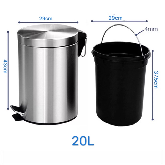 Jual tempat tong sampah 20 liter stainless steel injak Rubbish bin rumah murah | Shopee Indonesia