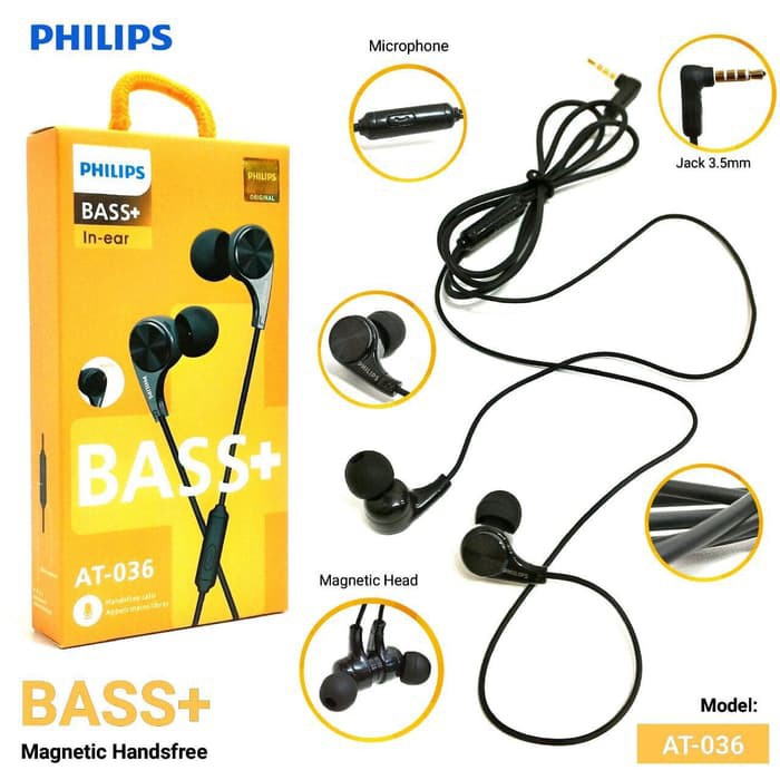 Jual HANDSFREE / HEADPHONE / EARPHONE / HEADSET PHILIPS MAGNET AT-036 ...