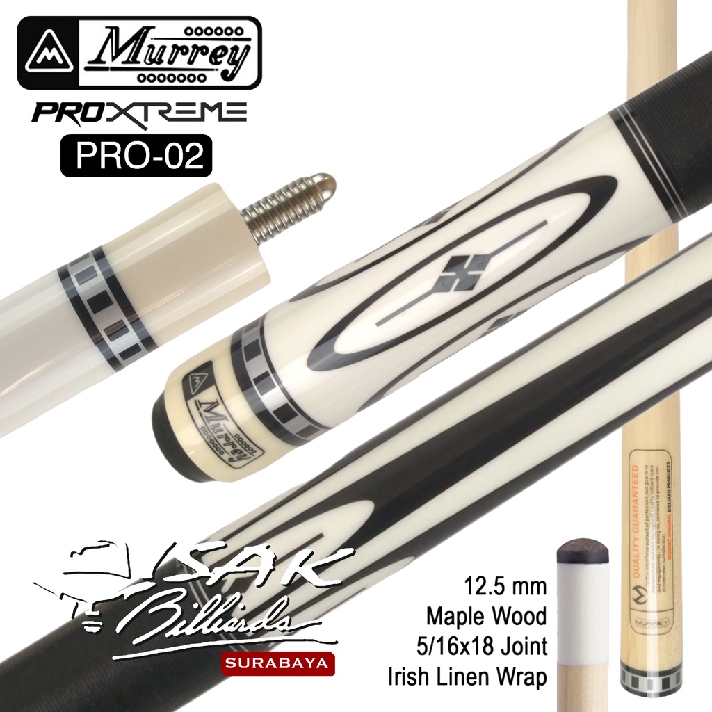 Jual Murrey PRO-2 Xtreme - Rubber Grip Pool Cue Stick Billiard Maple ...
