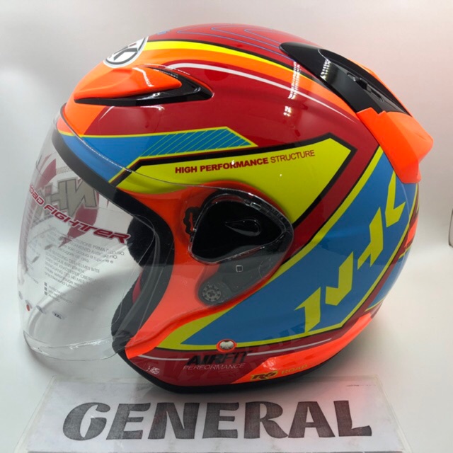 Jual Helm NHK R6 Airfit Orange Fluorecent Red Light Blue Orange Flo ...