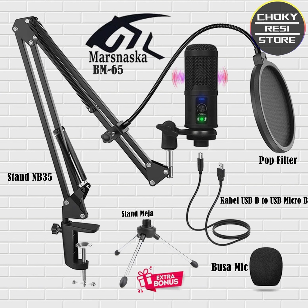 Jual Paket Microphone Condenser BM65 Plus Dengan Stand | Shopee Indonesia