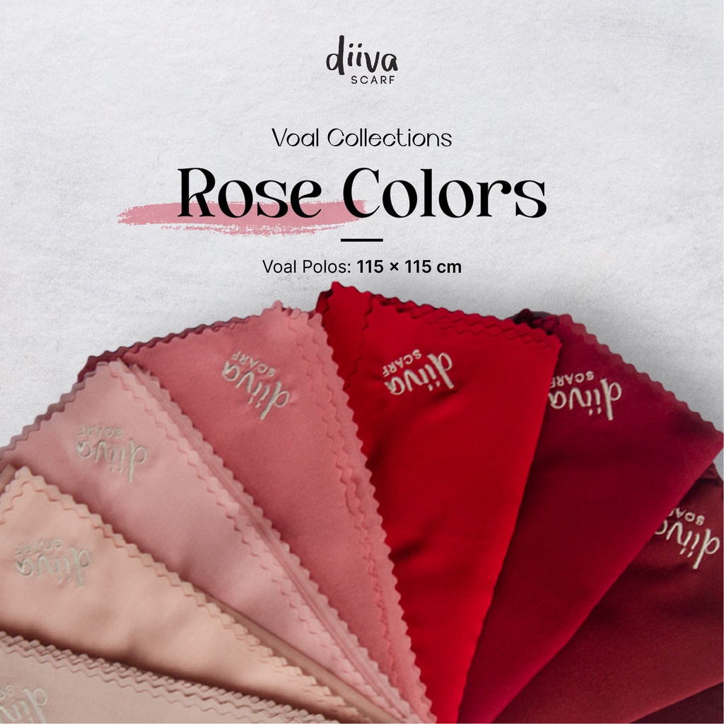 Jual DIIVA SCARF VOAL POLOS - ROSE COLORS kerudung hijab segi empat ...