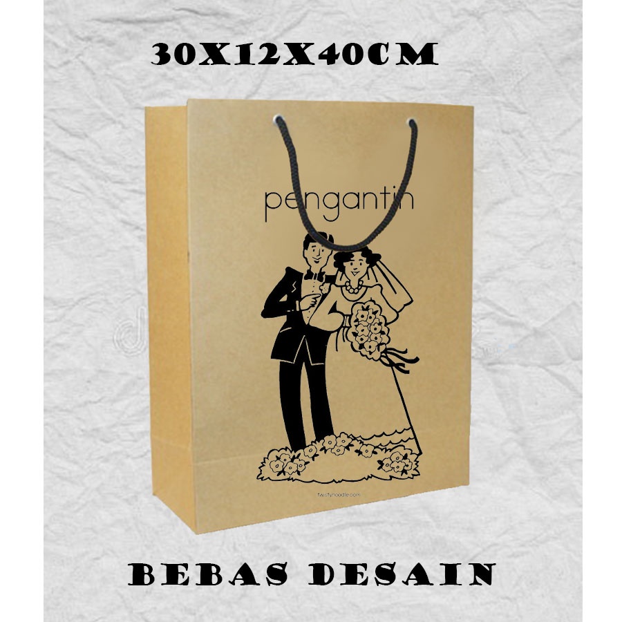 Jual (PAPER BAG CUSTOM) Paper Bag Mini Kado Sablon 30x12x40 Cm Paper ...